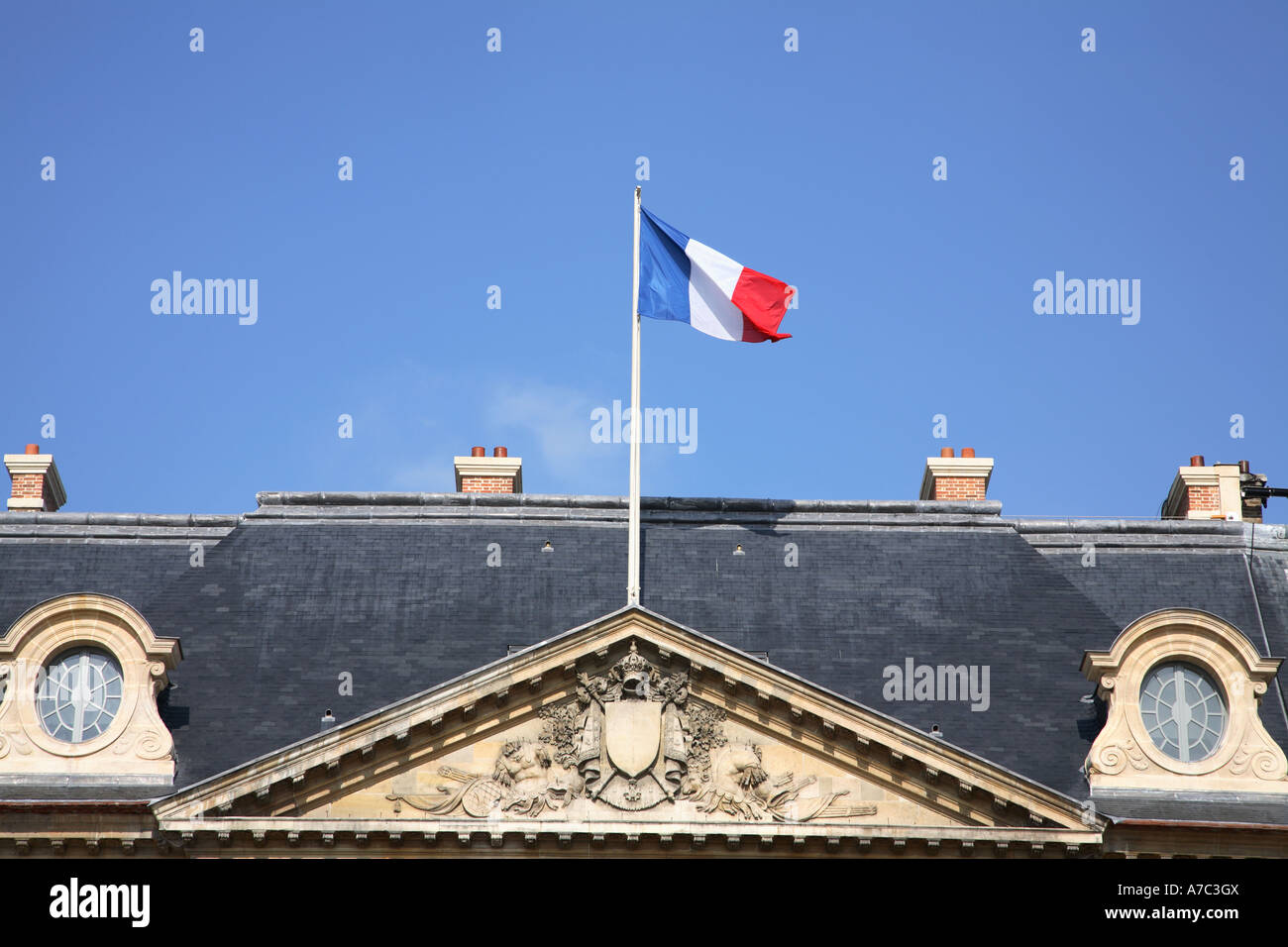 french flag on a government building in place vendome paris france ...