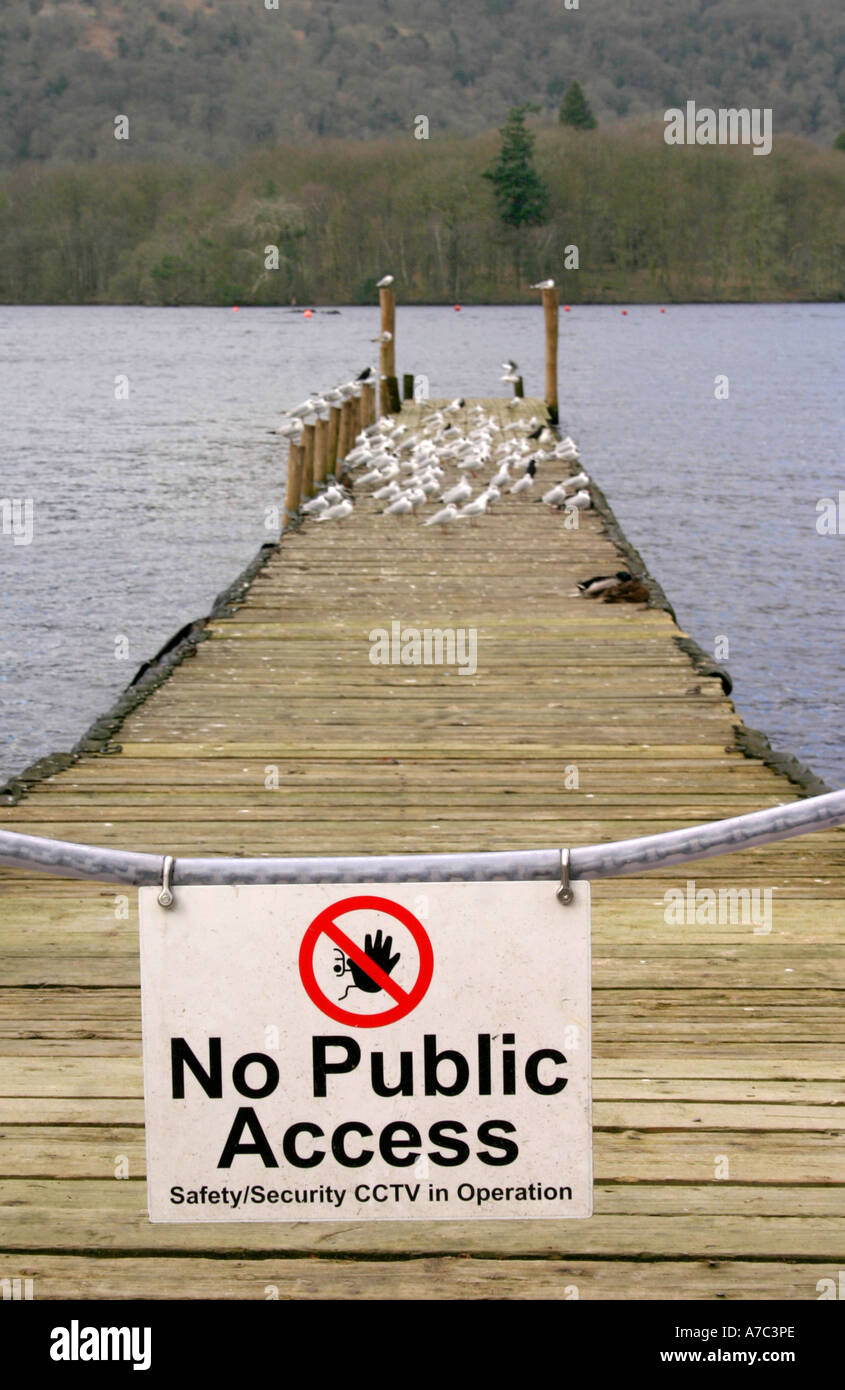 No Public Access warning sign to the entrance of a pier on Lake ...