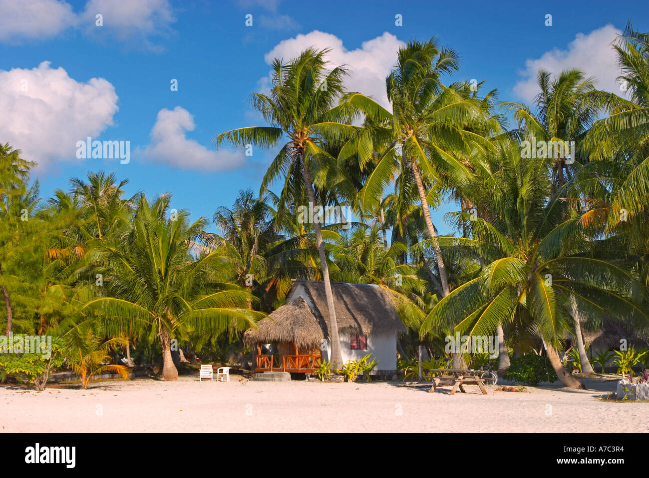 Tuherera Beach and Village Tikehau atoll Tuamotu Islands French ...