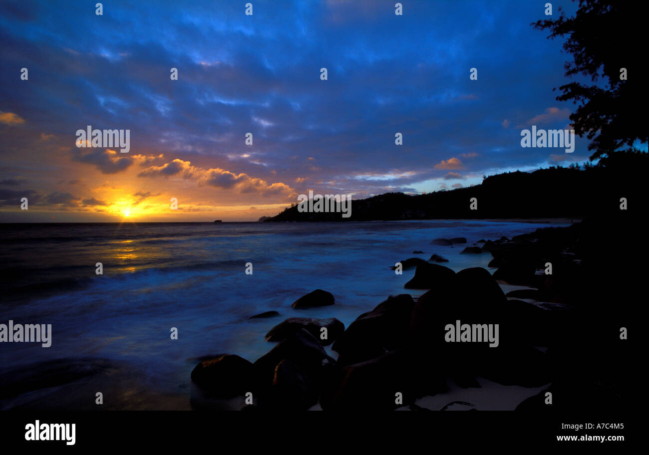 A wonderful sunset on Anse Intendance Mahe Seychelles Stock Photo - Alamy