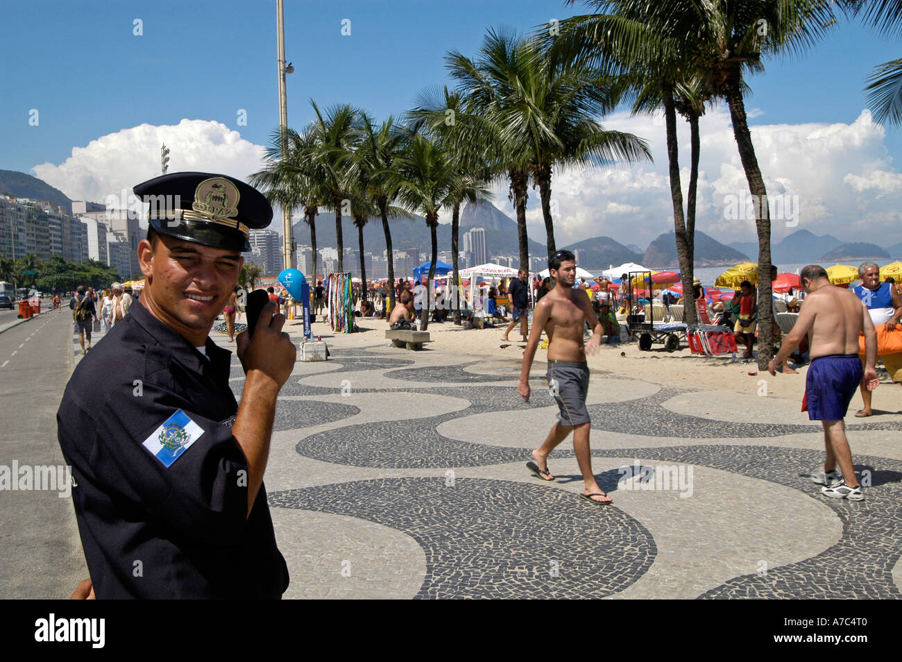 Security guard on Copacabana Beach, Rio de Janeiro, Brazil Stock Photo ...