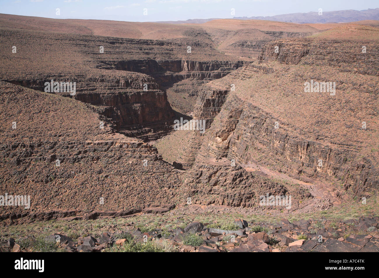 Dry desert gorge Atlas Mountains, Jebel Sarhro mountains near Tizi n ...