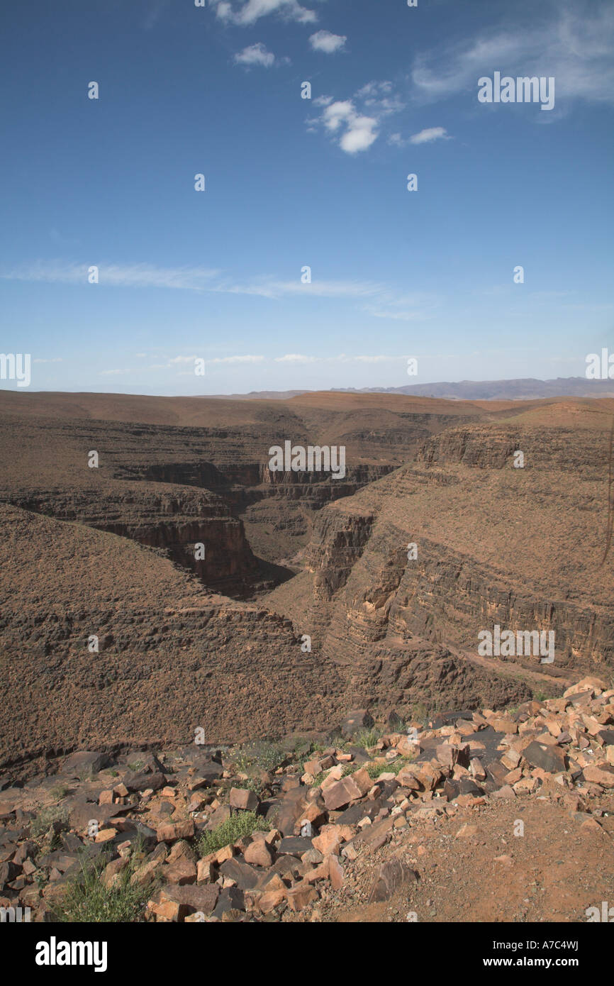 Dry desert gorge Atlas Mountains, Jebel Sarhro mountains near Tizi n ...