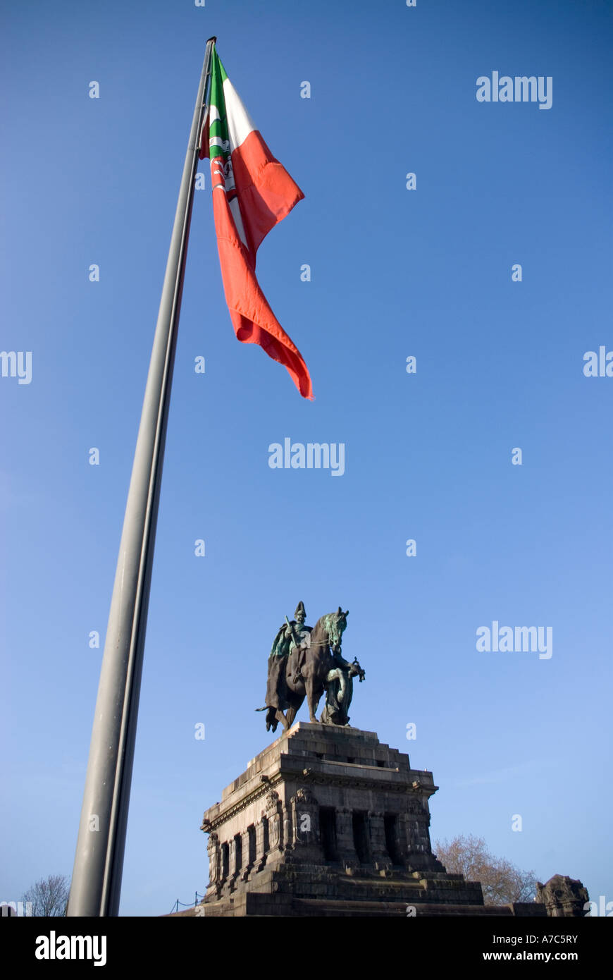 Statue of Kaiser Wilhelm I, Deutsches Eck, Koblenz, Germany Stock Photo ...