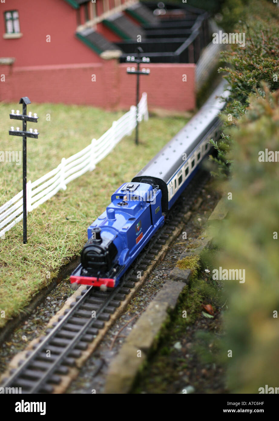 Model steam train at Bekonscott model village Stock Photo - Alamy