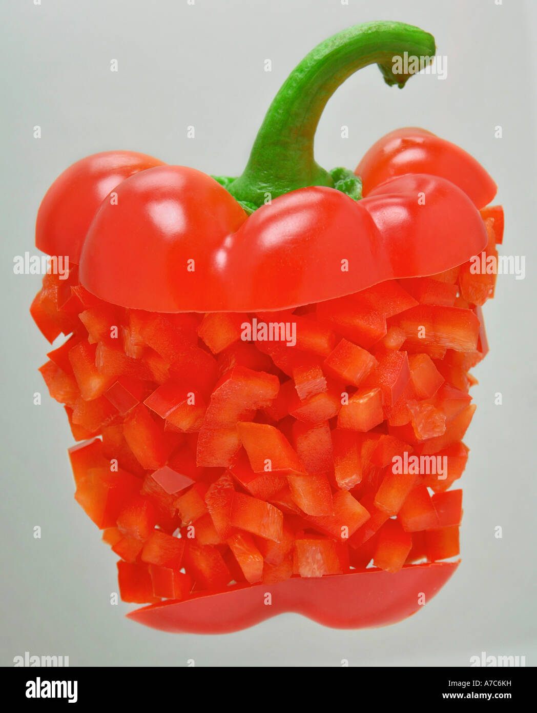 Chopped red pepper sculpture Stock Photo - Alamy