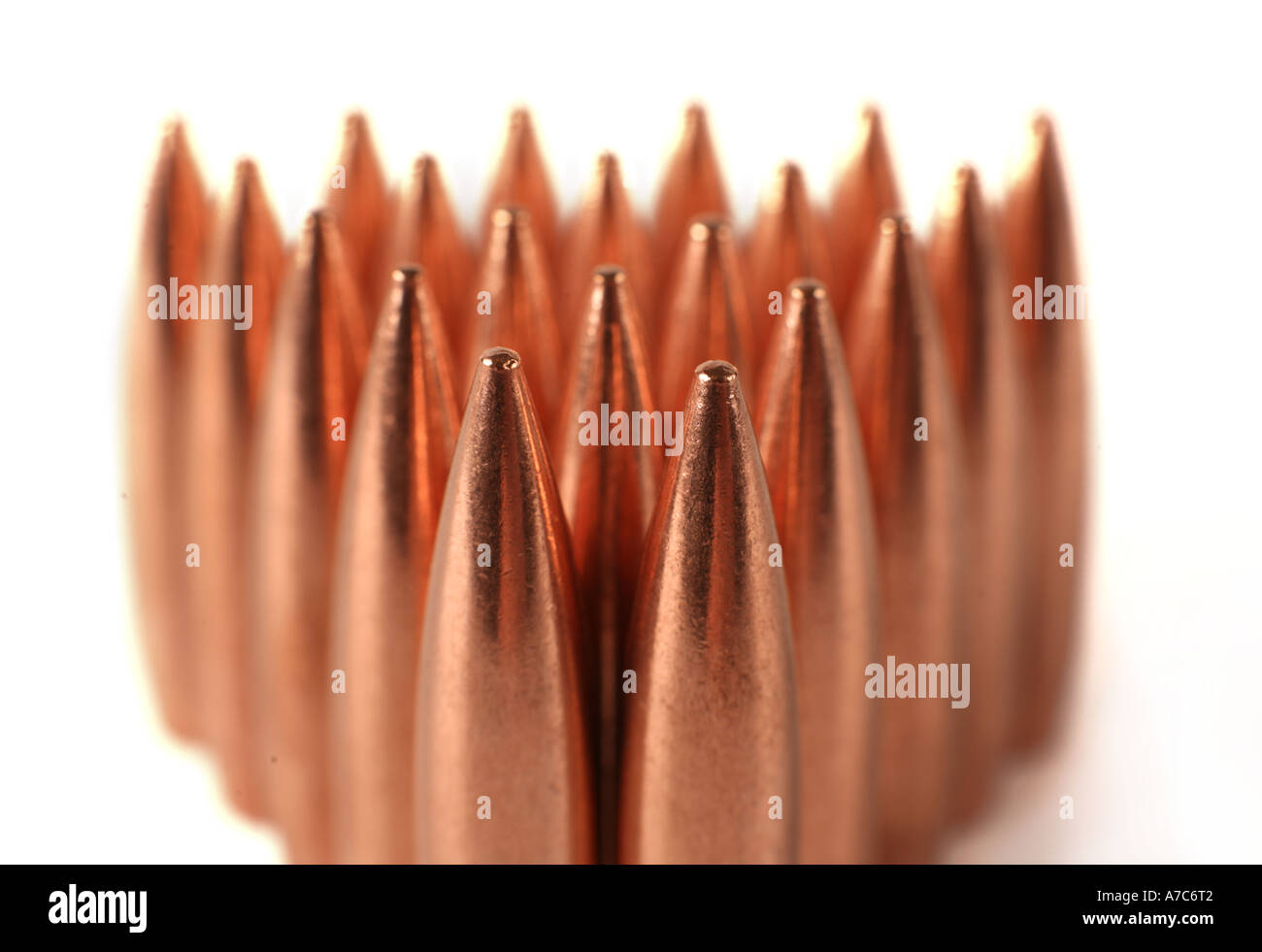 Group Of Bullets Standing In Rows 308 Rifle Bullets Arranged In Rows Rifle Ammunition Stock 
