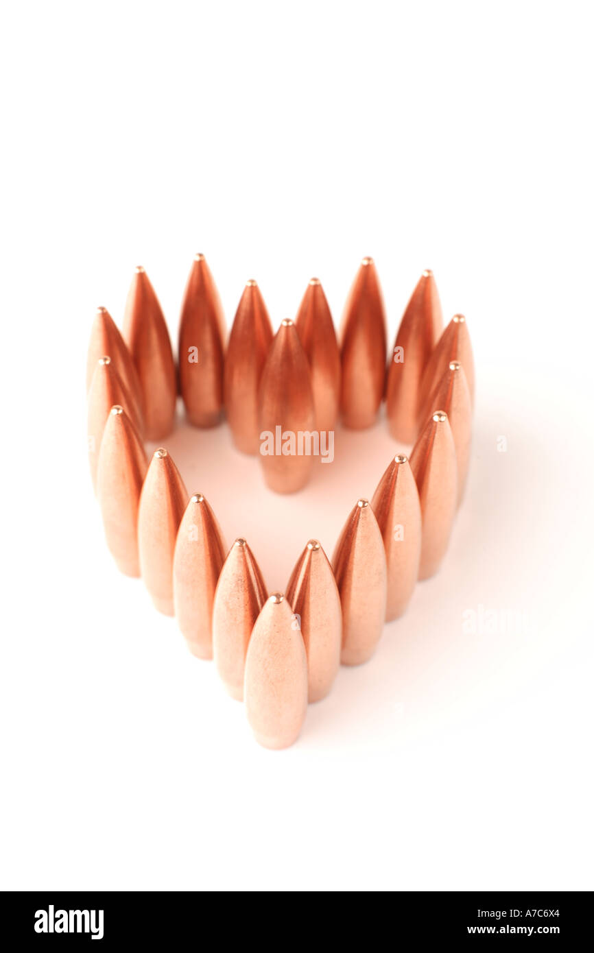 Group of bullets arranged in heart shape. 308 rifle bullets. rifle ...