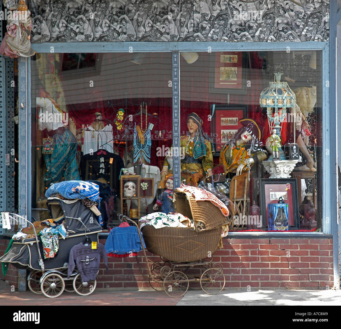 Two baby carriages near boutique window, New Hope Bucks County ...