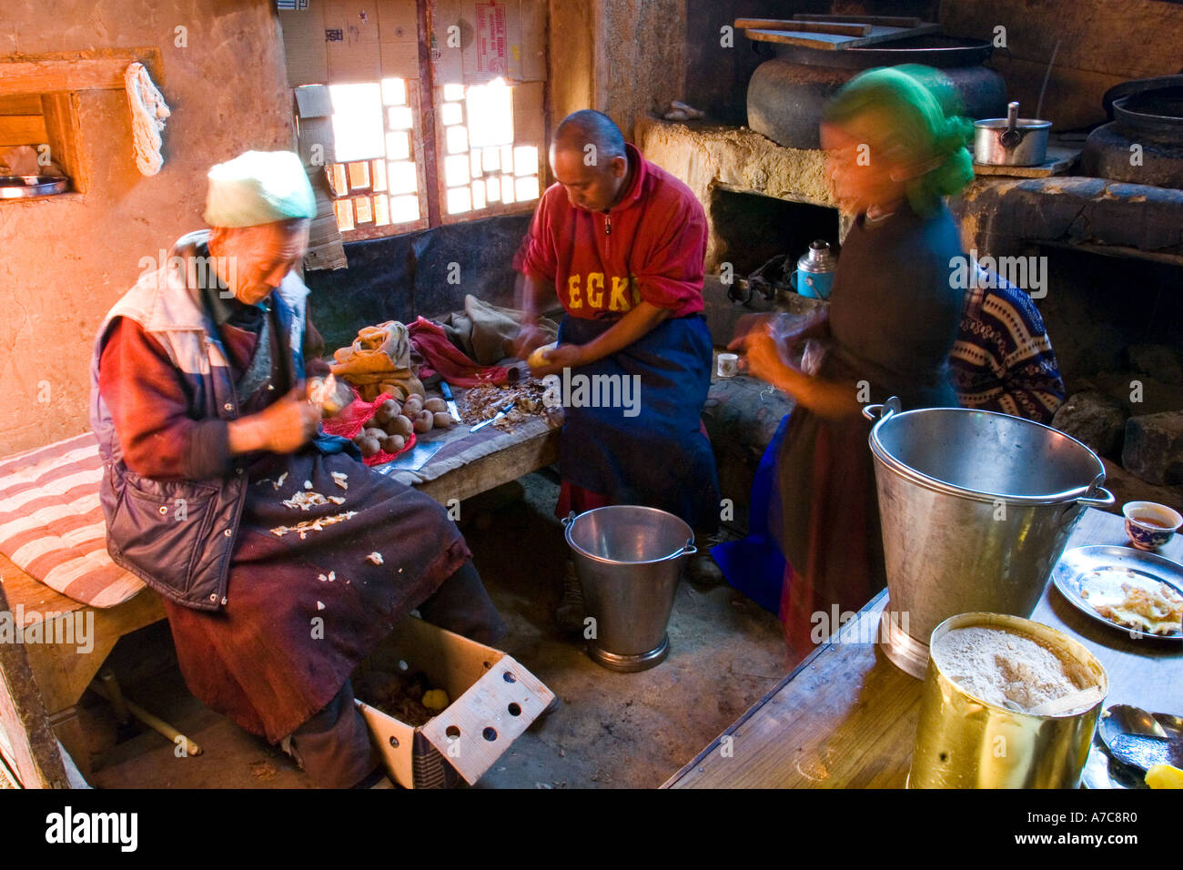The kitchen inside Likir Gompa Ladakh Indian Himalaya Stock Photo - Alamy