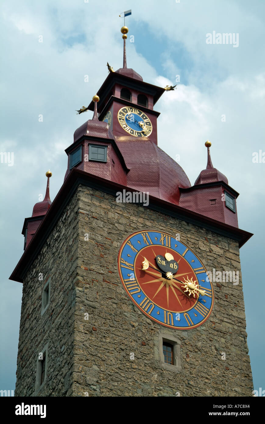 Clock tower Luzern Switzerland Stock Photo - Alamy