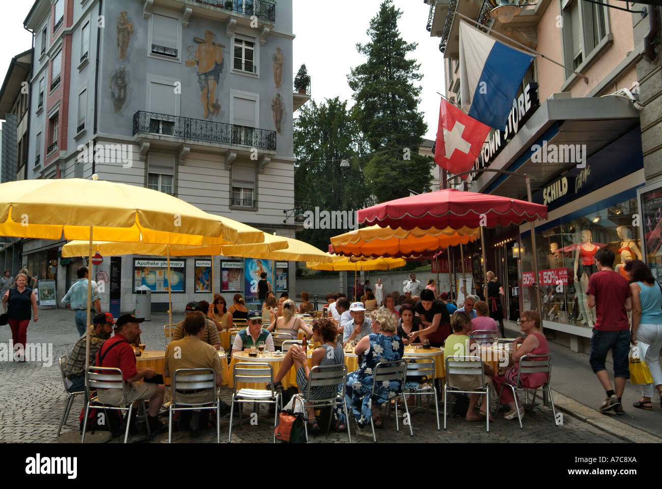 Street cafe Luzern Switzerland Stock Photo - Alamy