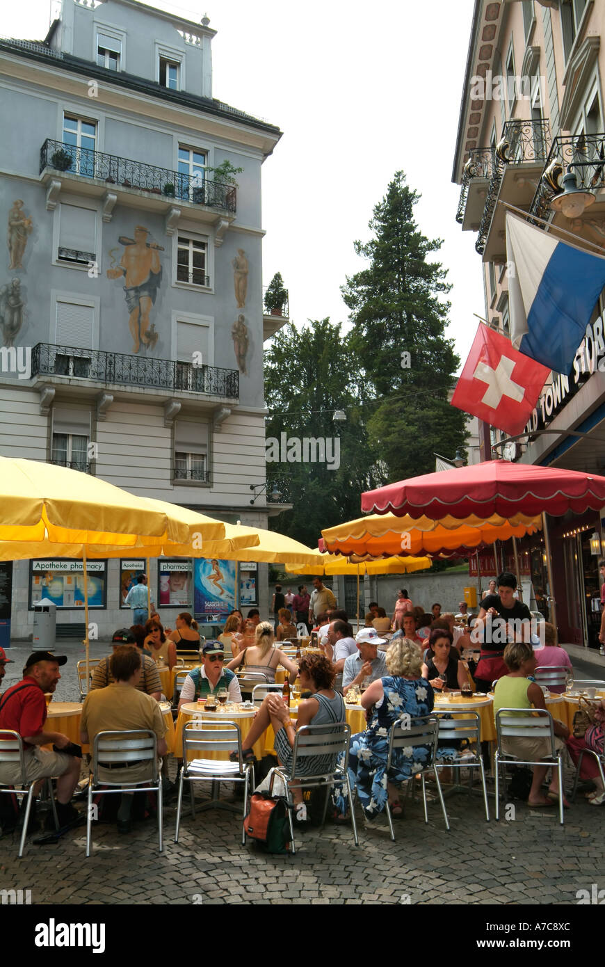 Street cafe Luzern Switzerland Stock Photo - Alamy