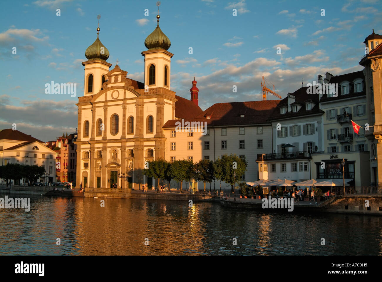 Franziskanerkirche Jesuit Church of St Franz Xaver at sunset Luzern ...