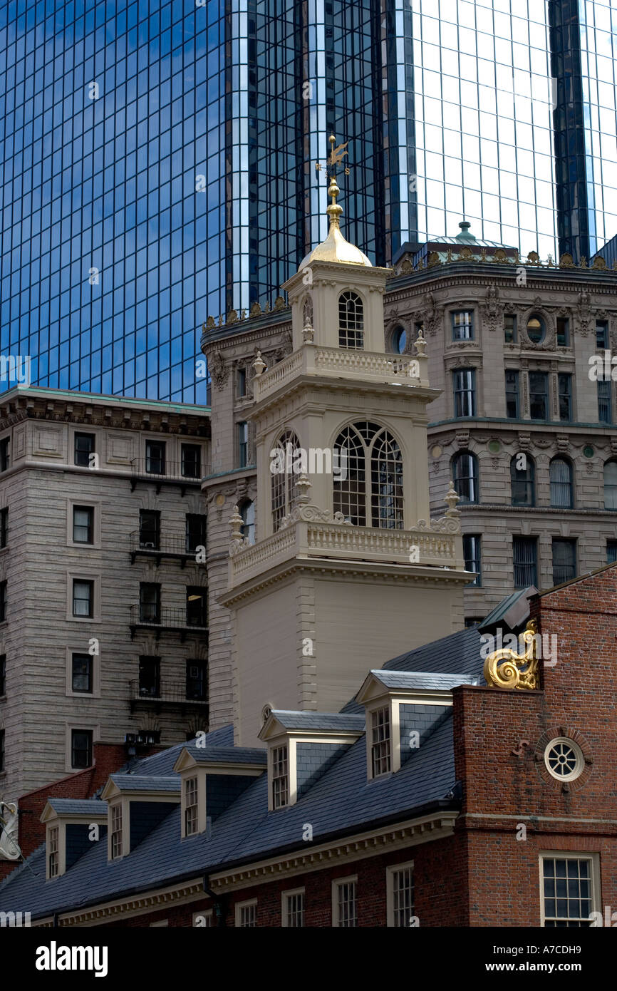 The Old State House in Boston Massachusetts with modern buildings ...