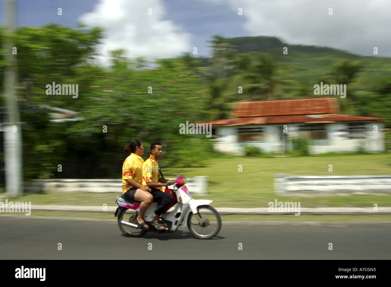 Scooters are a main form of transport on Rarotonga in the Cook Islands ...