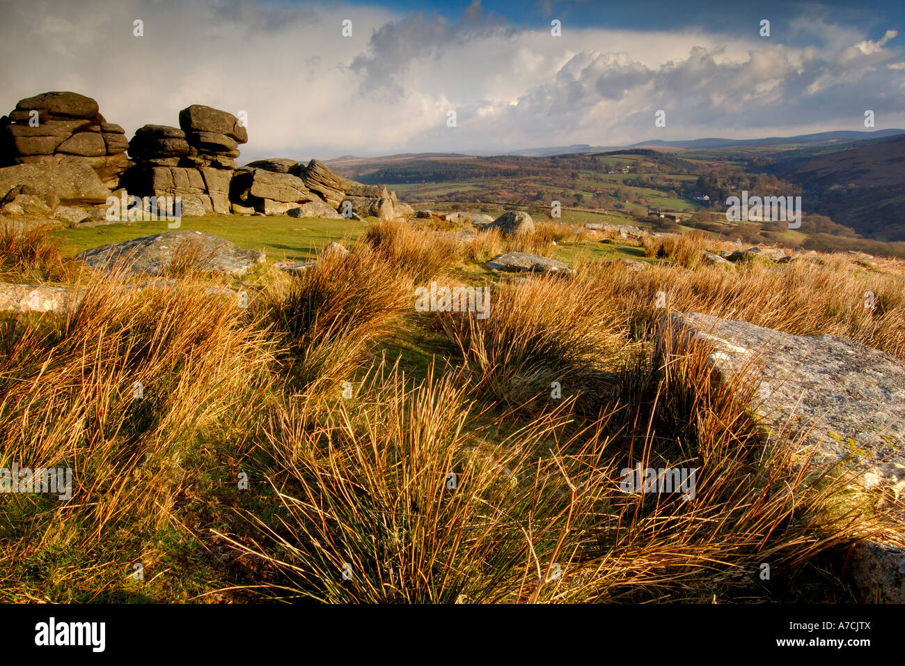 Beautiful sunrise at Combestone Tor Dartmoor South Devon England with ...