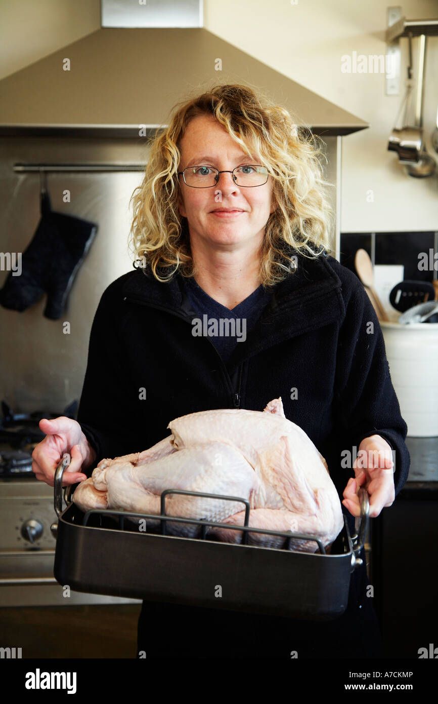 woman with xmas turkey Stock Photo - Alamy
