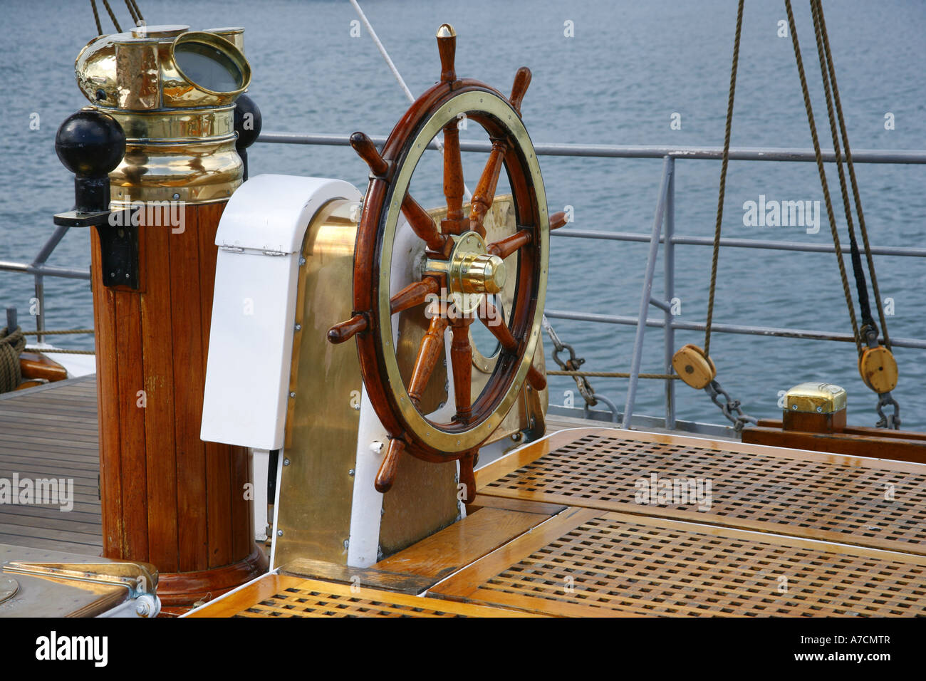 Boat helm wood hi-res stock photography and images - Alamy