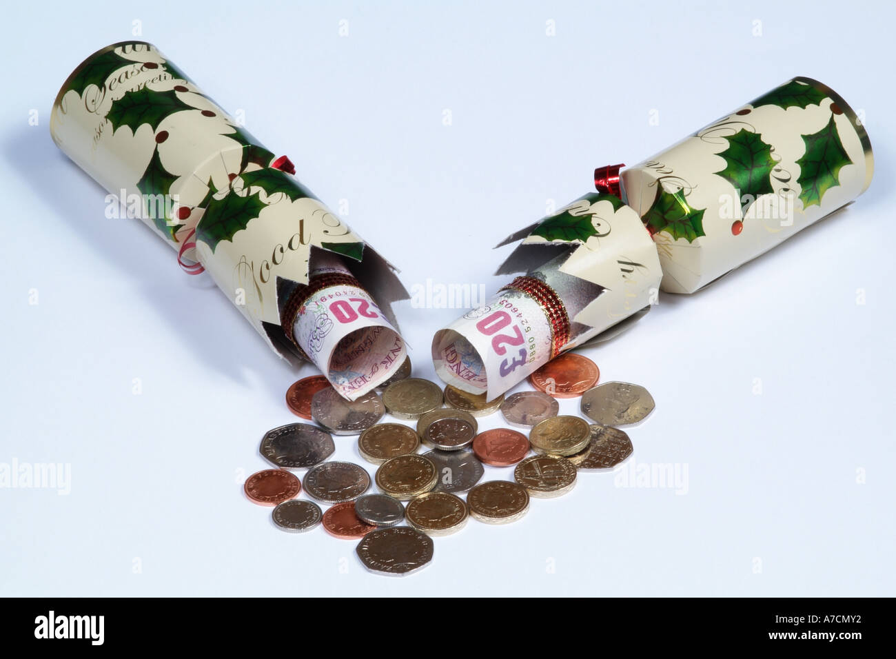 Christmas cracker with surprise package of money Stock Photo - Alamy
