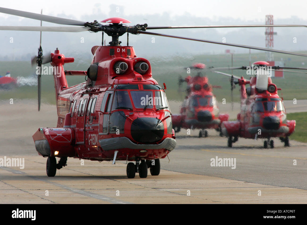 Bond helicopters carrying oil workers to and from oil rigs in the North ...
