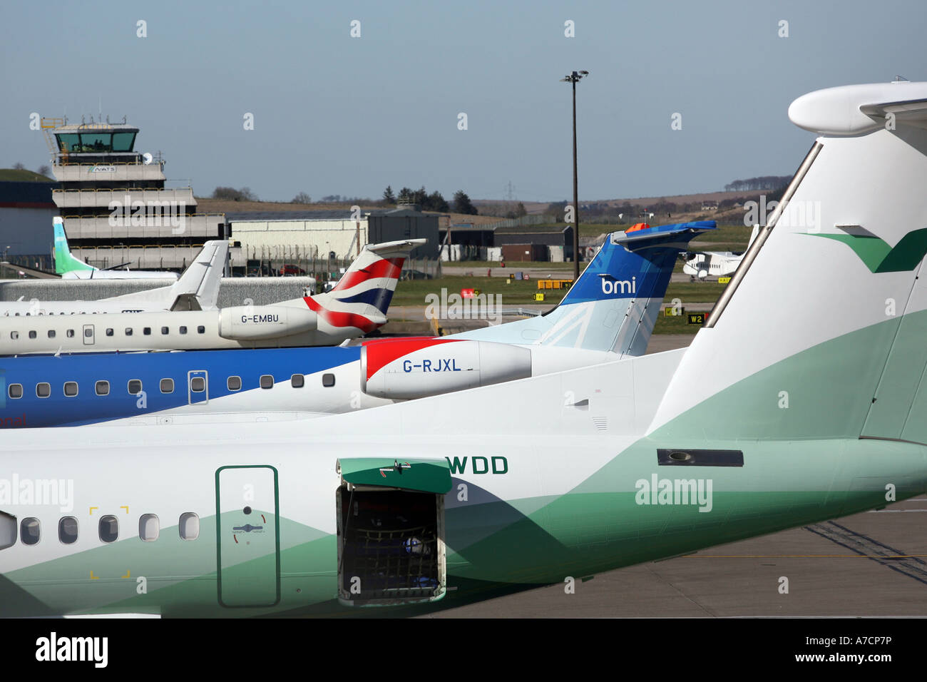 Aircraft at Aberdeen Airport, Scotland UK Stock Photo - Alamy