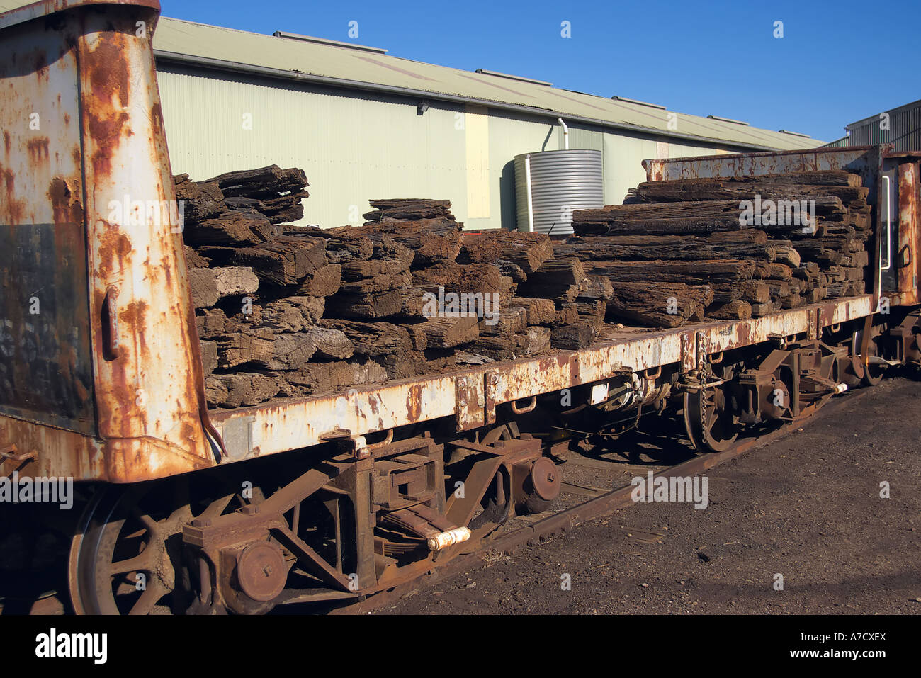 old pile of sleepers on a train carriage Stock Photo - Alamy