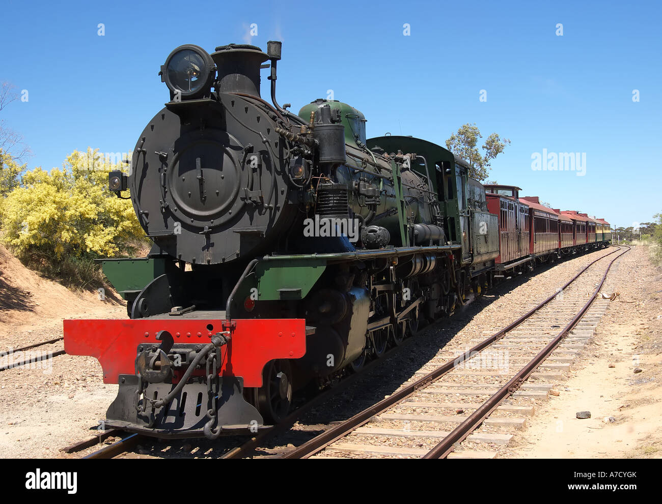 steam train crossing lines Stock Photo - Alamy