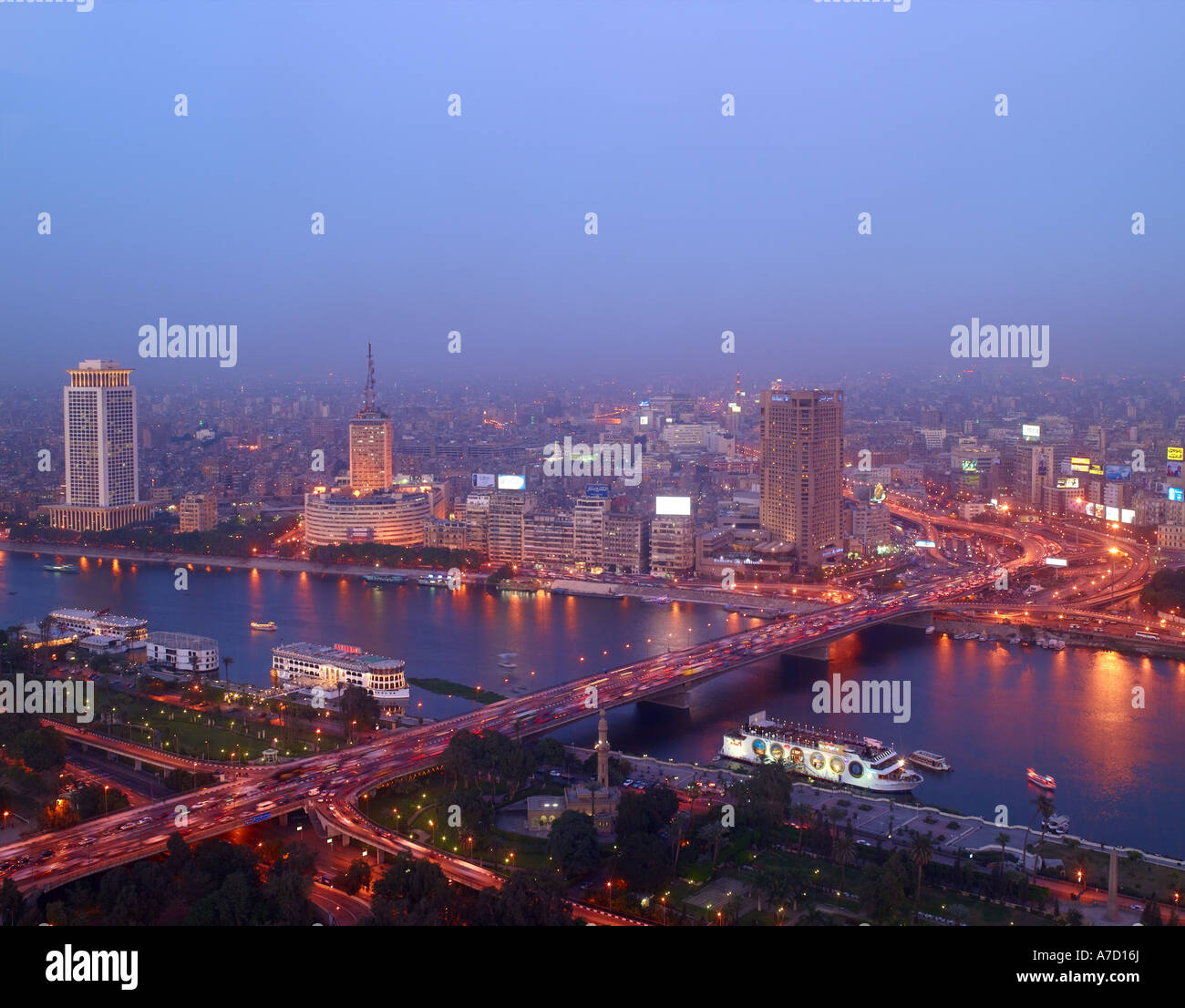 Cairo At Dusk Viewed From The Cairo Tower Stock Photo - Alamy