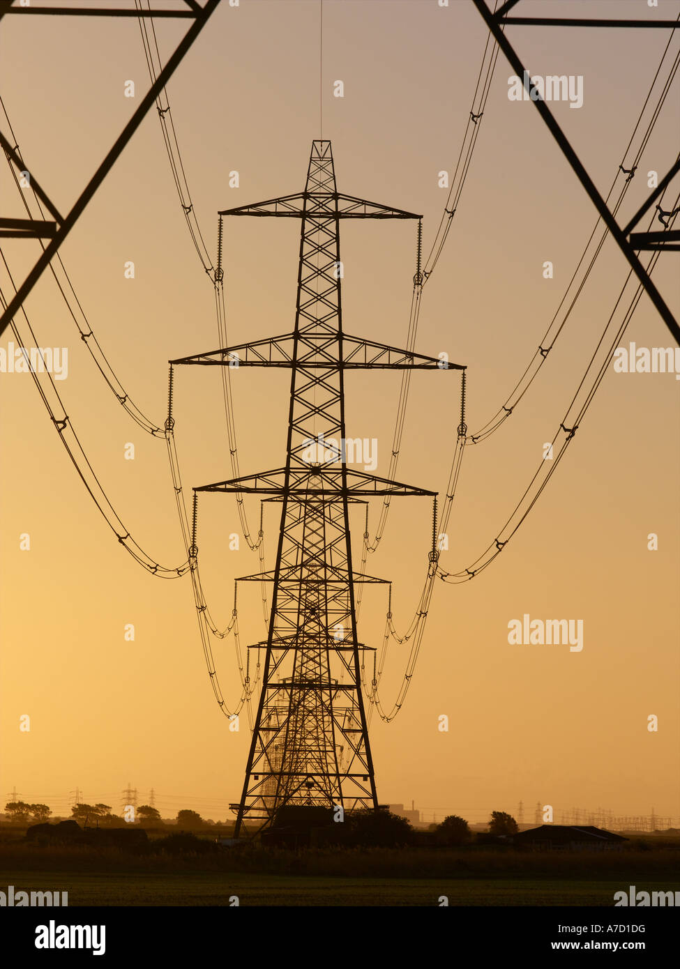 Electricity Pylons Near Dungeness Stock Photo - Alamy