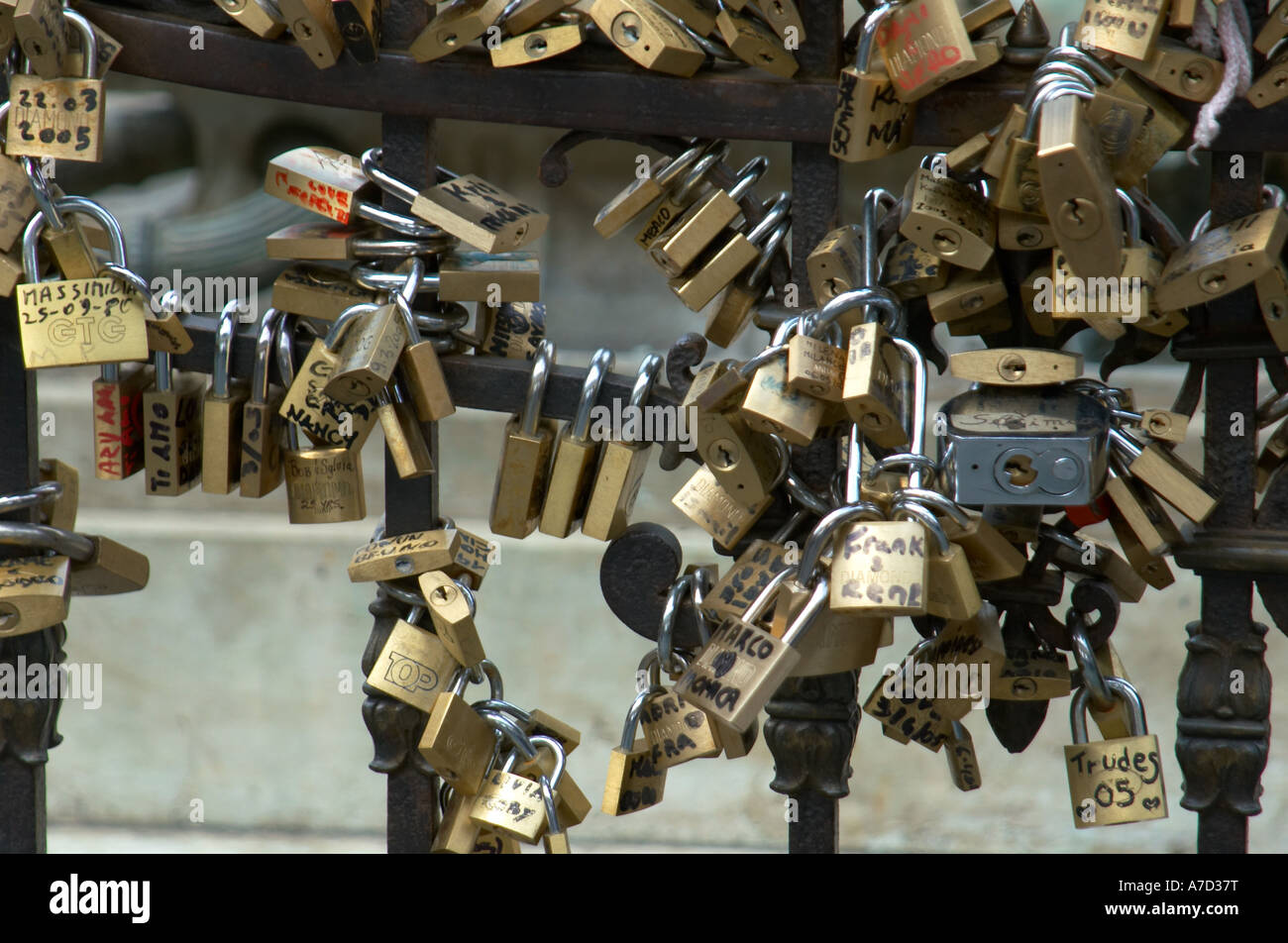 Padlocks on the Ponte Vecchio Florence Italy symbolizing everlasting ...