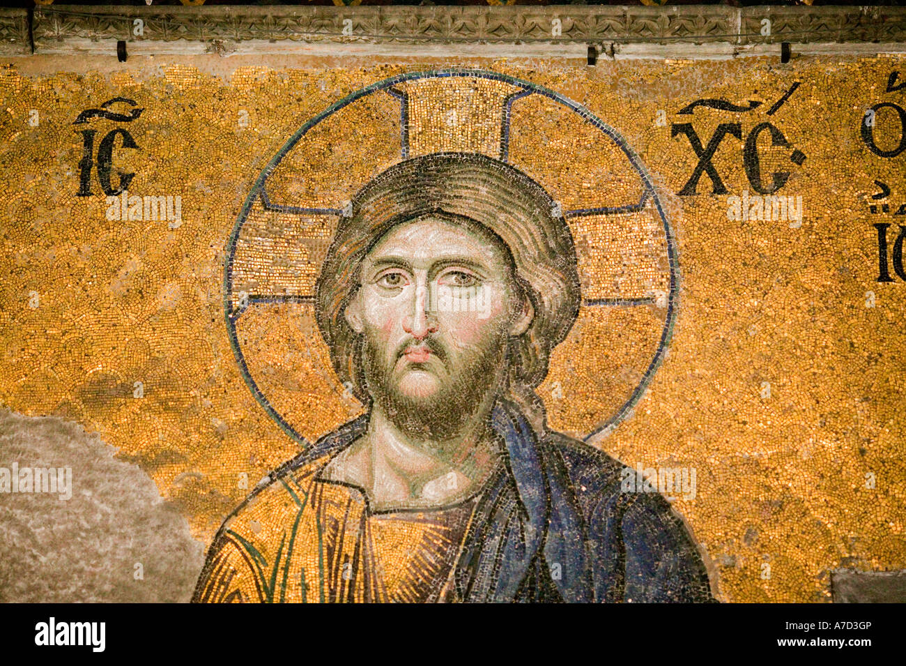 Fourteenth Century figure of Christ, detail from the Deesis Mosaic in ...