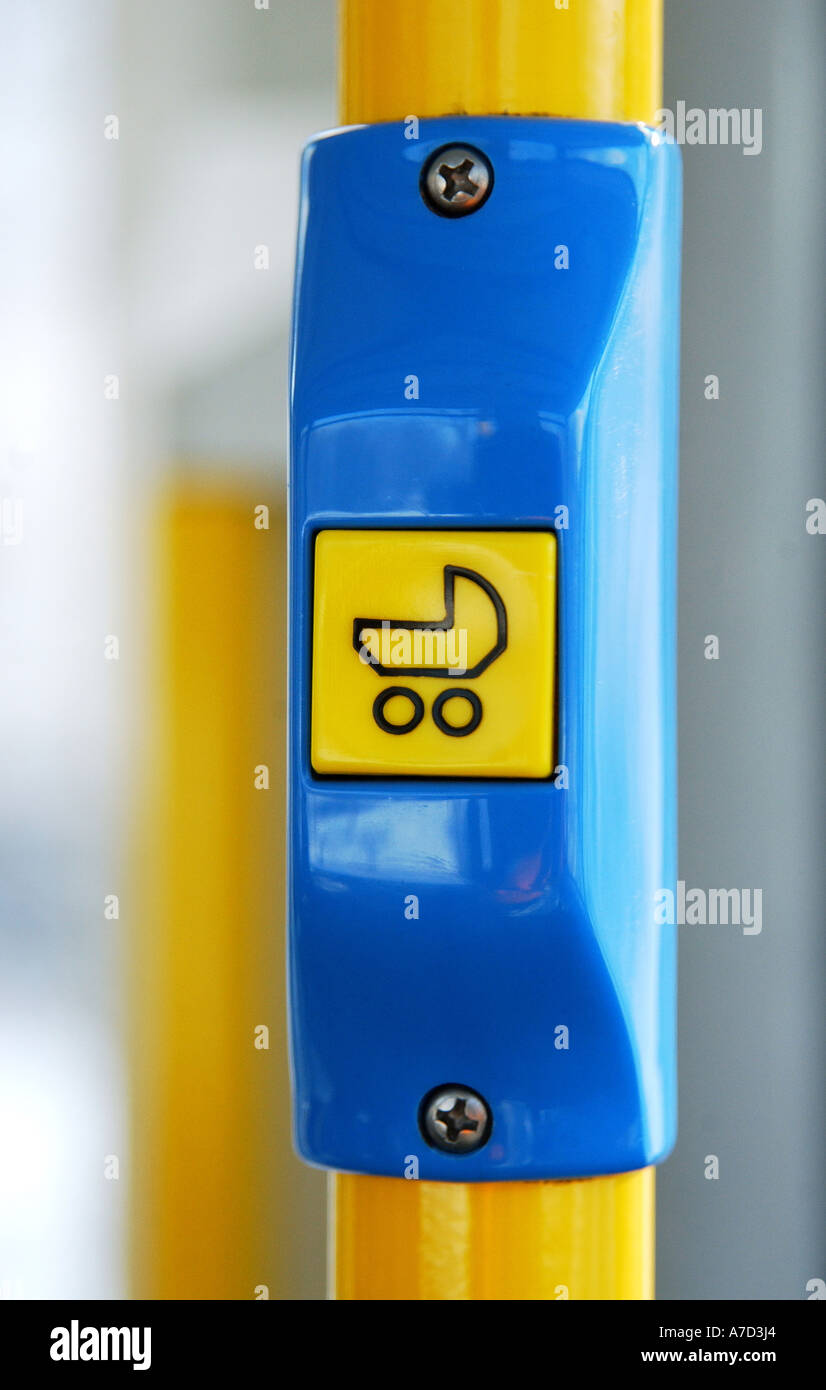 Buggy pictogram on a stop push button Stock Photo - Alamy