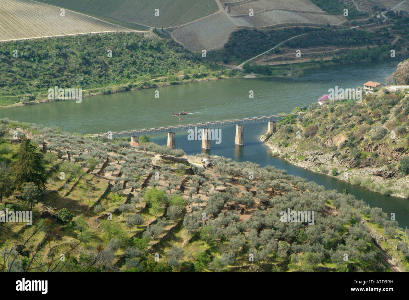Tua river merging with the Douro river Stock Photo - Alamy