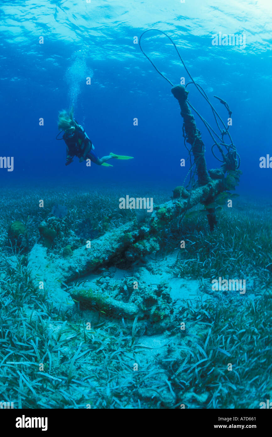 AN ANCHOR OVERGROWN WITH MARINE LIFE IN THE SHALLOW WATERS NEAR ...