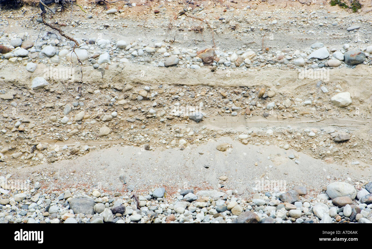 Erosion layers of sand dirt and gravel at river bank Stock Photo - Alamy