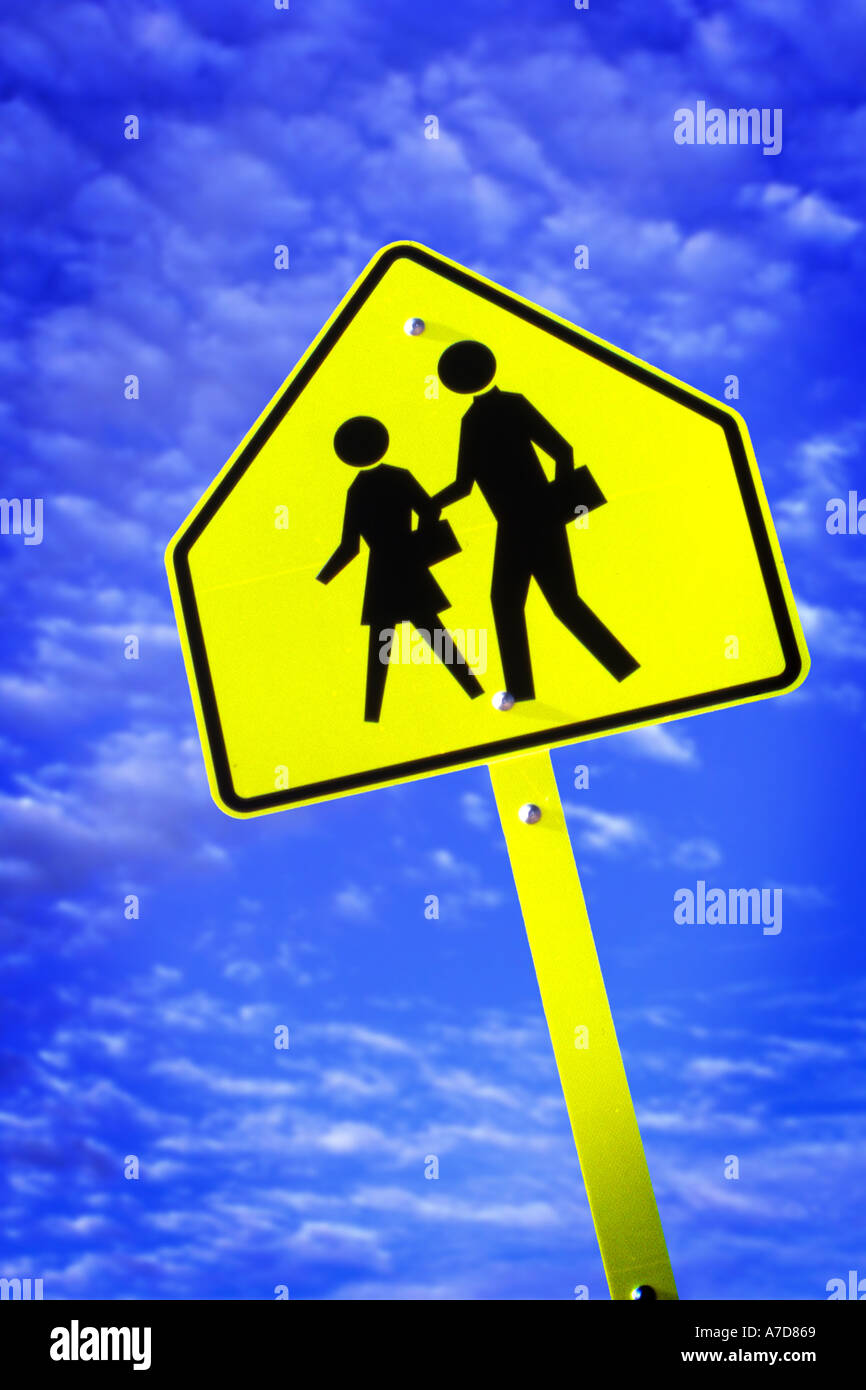 School zone traffic sign with clouds Stock Photo - Alamy