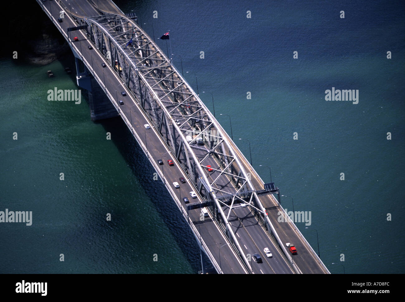 Auckland Harbour Bridge Waitemata Harbour Auckland New Zealand aerial ...