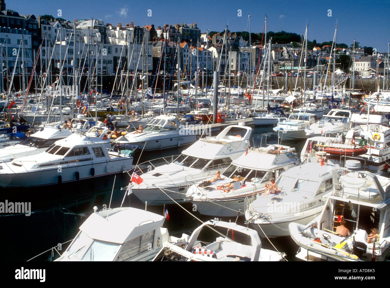 Motor cruisers at Victoria Marina St Peter Port Guernsey Channel ...