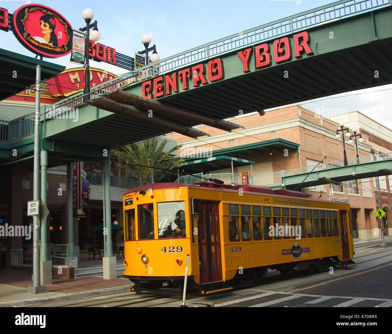 Central Ybor City, Florida with streetcar Stock Photo - Alamy
