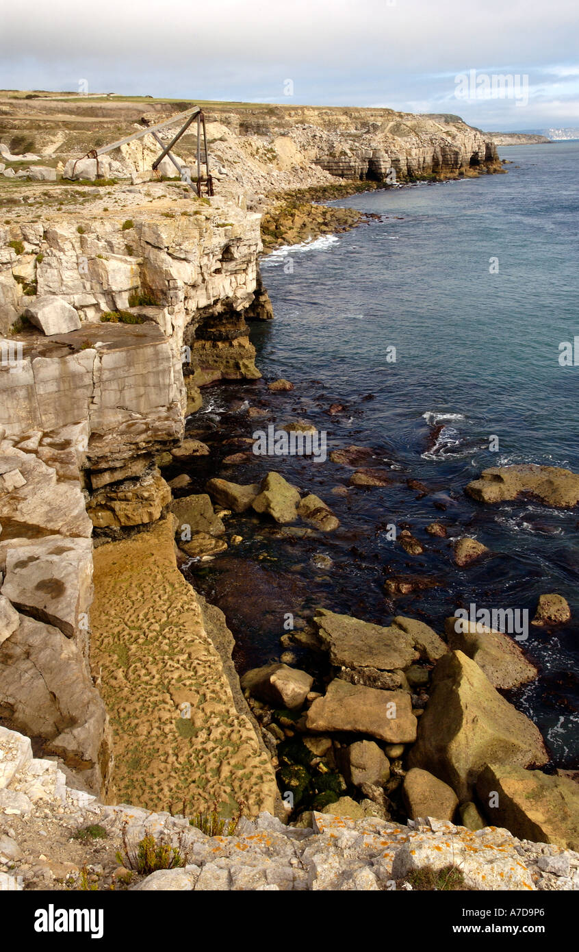 A wave cut platform at the shoreline on the UNESCO Jurassic World ...