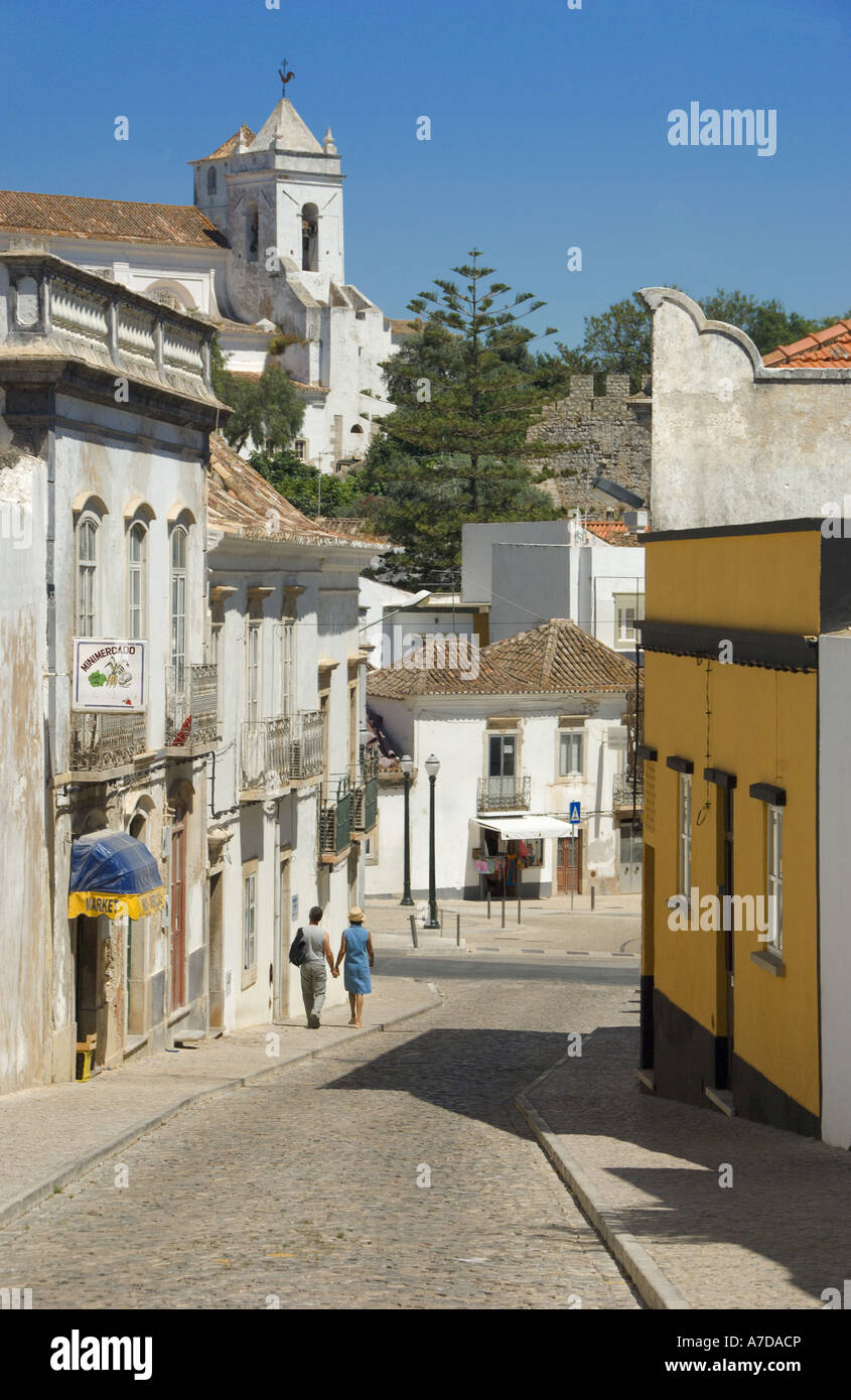 Tavira, Street & Igreja Matriz Church Stock Photo - Alamy
