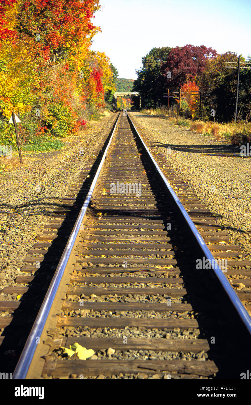 railroad tracks in Autumn Stock Photo - Alamy