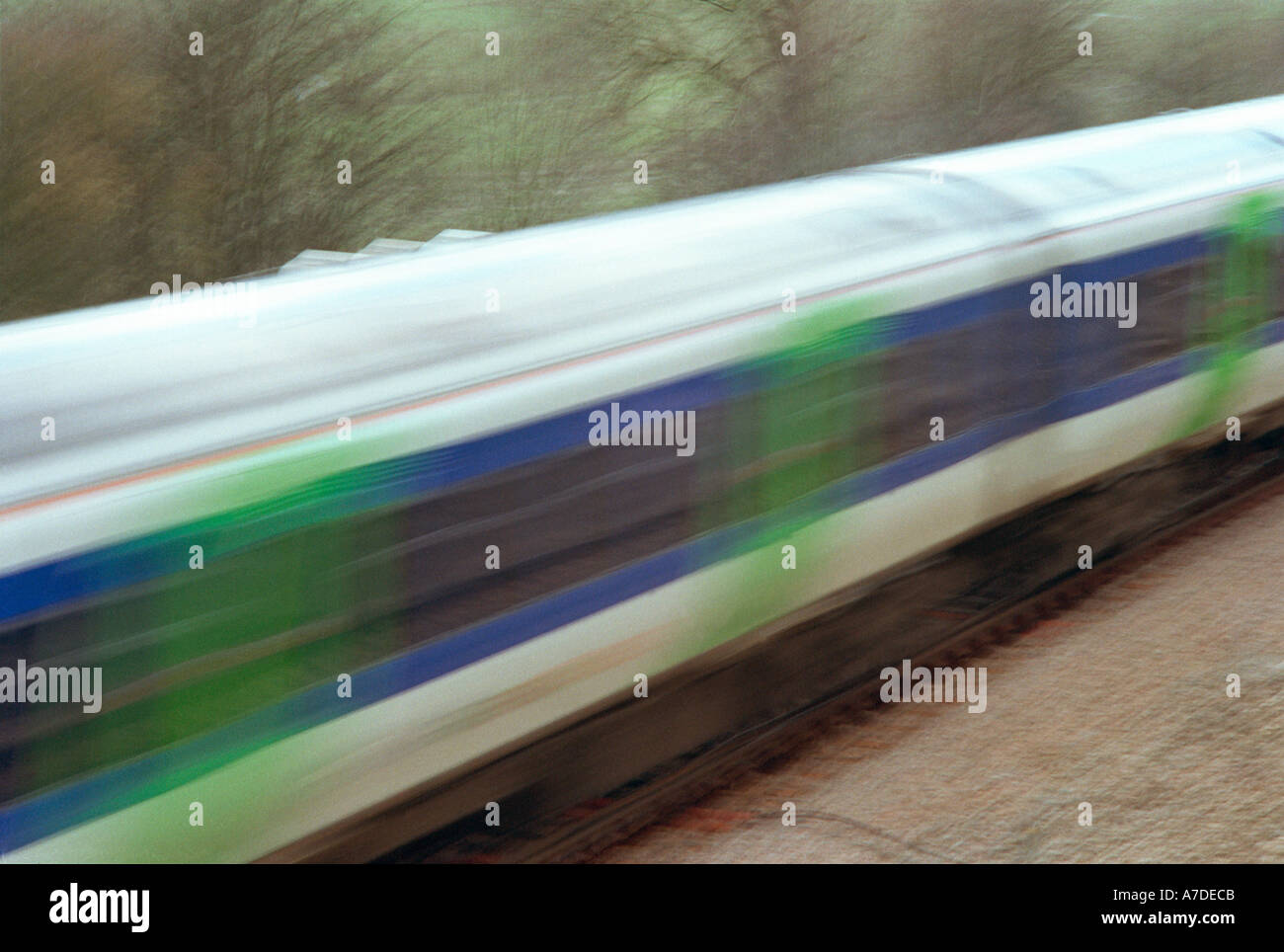 Moving Train in England countryside Stock Photo - Alamy
