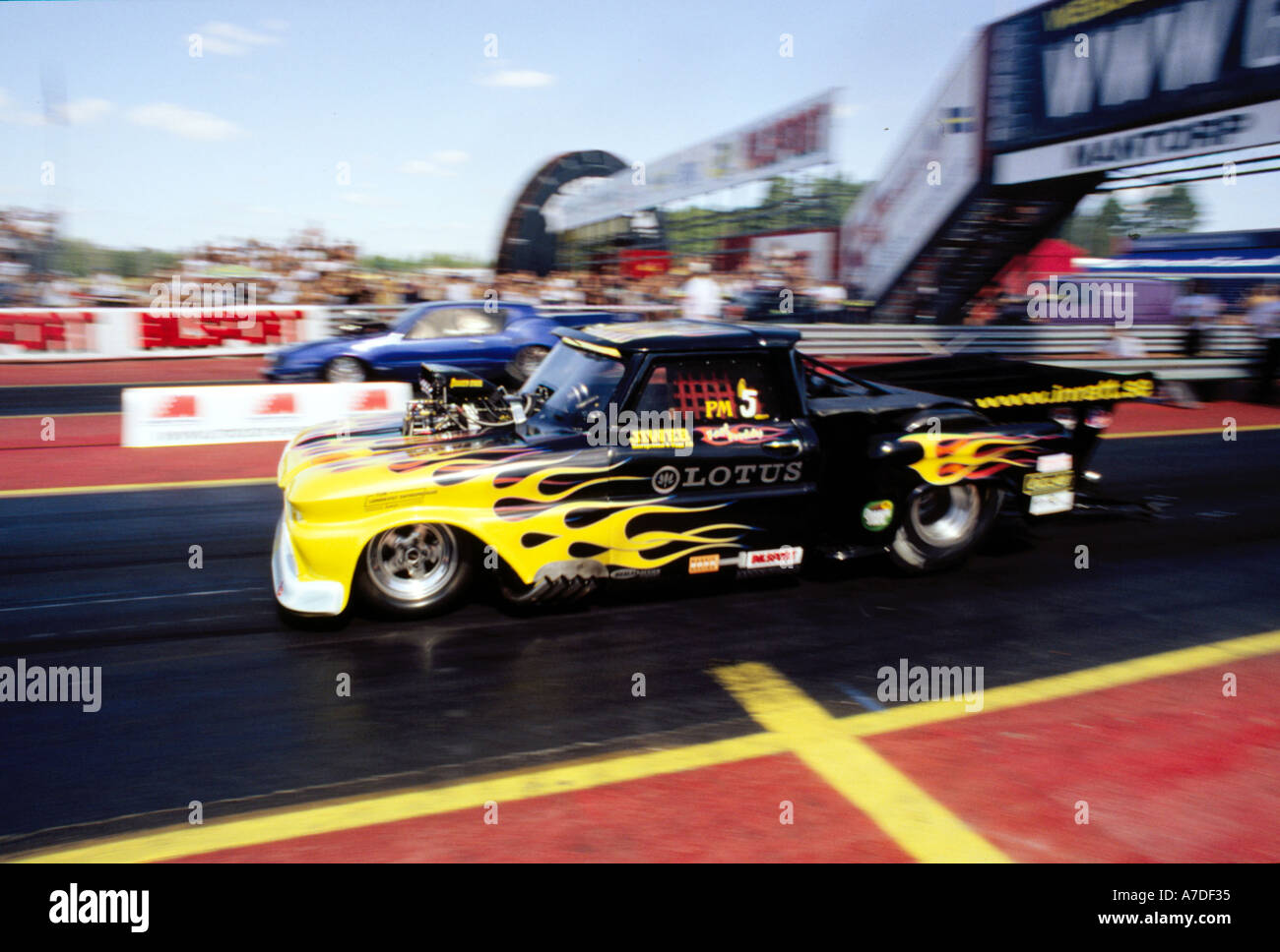 pick up truck drag car Adrenaline rush extreme risk danger flame paint ...