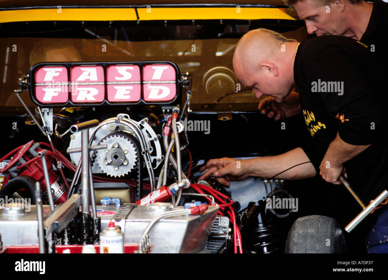 swedish drag racer freddy fargerstorm working on his pickup truck pro ...
