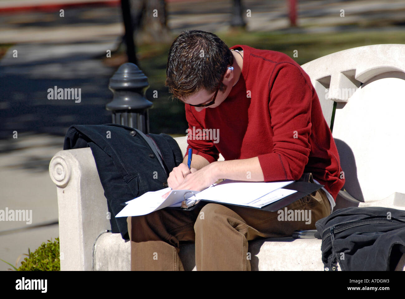 Student studies outside between classes on the Florida State University ...