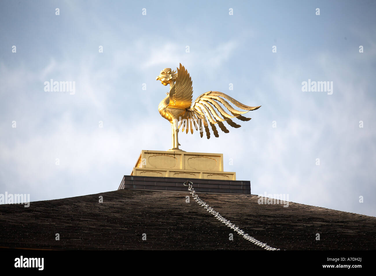 Gold Chinese phoenix bird on roof of Golden pavilion of Kinkakuji or ...