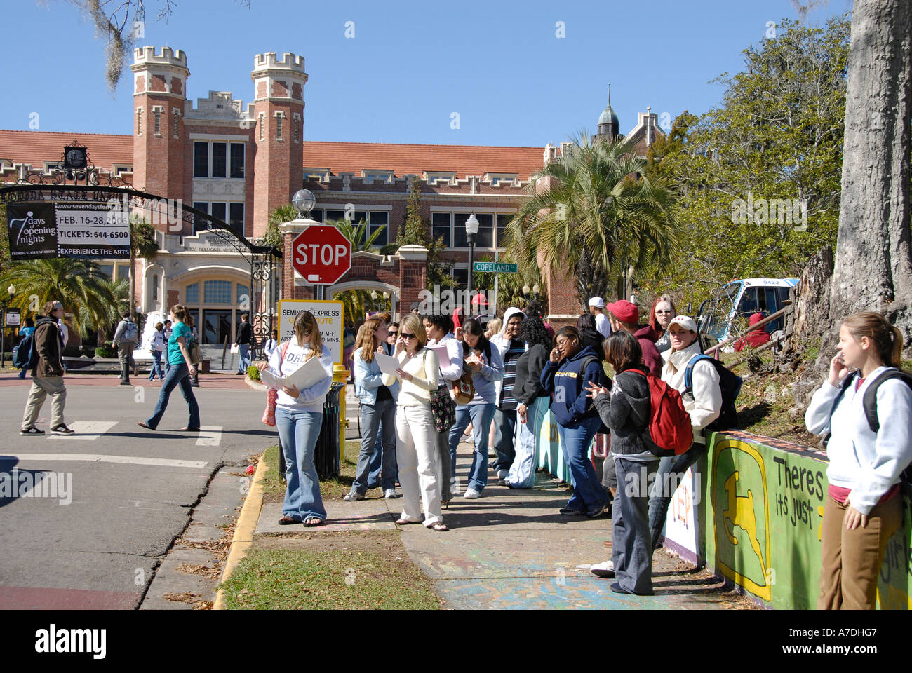 Students wait for bus transportation on the Florida State University ...