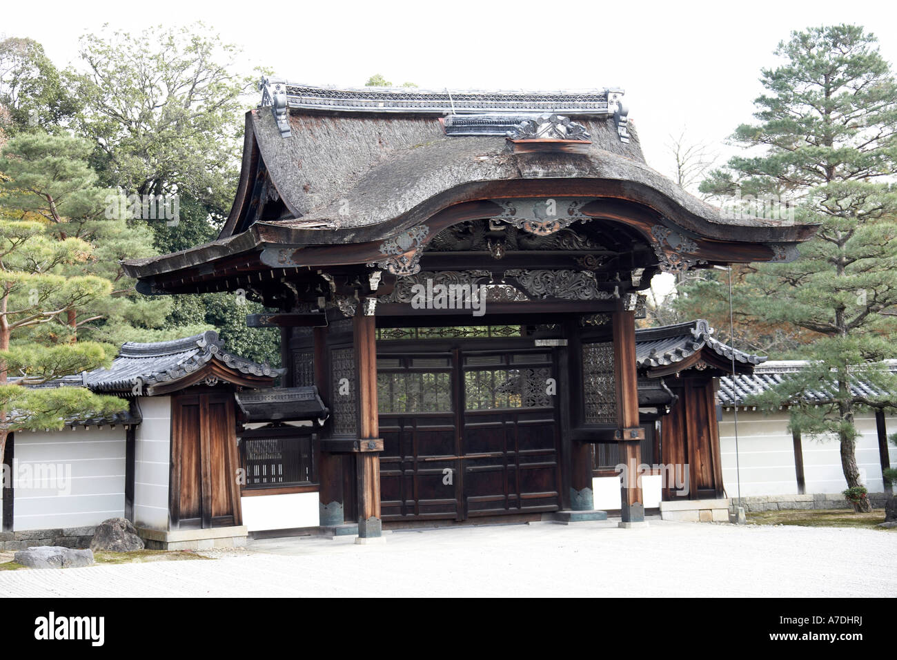 Thatched roof gateway in Ninnaji Temple in city of Kyoto Japan Asia ...